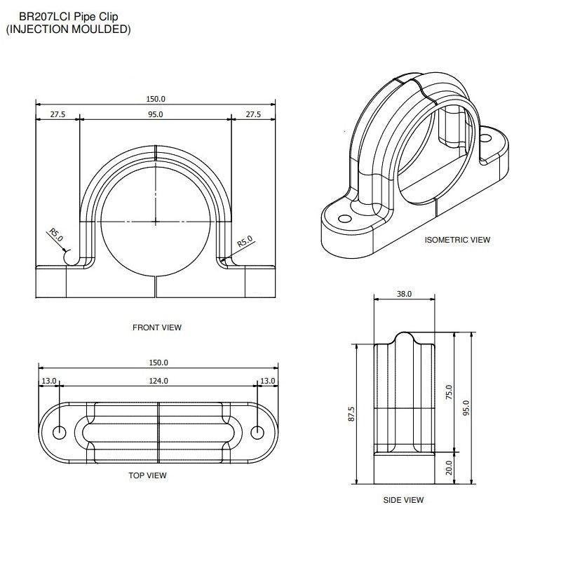 Brett Martin Round 68mm Cast Iron Effect Downpipe Bracket (BR207LCI ...