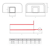 DEKS EPDM Horizontal Parapet Drain Outlet - Square