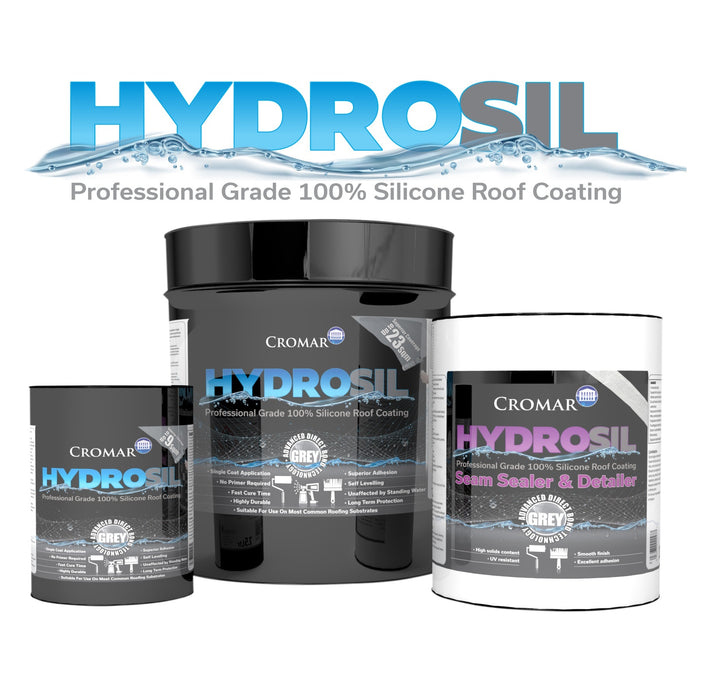 Cromar Hydrosil ProGrade 100% Silicone Liquid Roof Coating - Grey 3.78